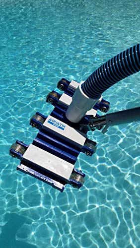 Aquatix Pro Pool Vacuum Head with Wheels, 14" Heavy Duty Model, Aluminum Handle, Flex Swimming Pool Vacuum Head with Swivel, Weighted Attachment for Concrete or Plaster Pool Cleaning
