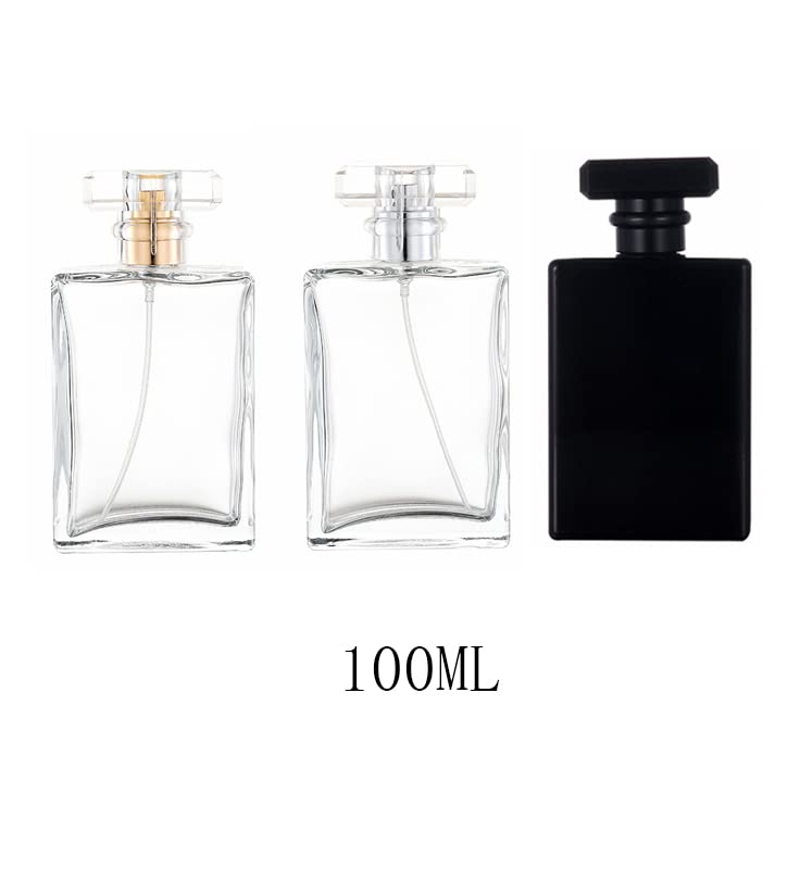 YORROR 2 Pack 100ml Clear Thick Glass Perfume Atomizer,Empty Refillable Perfume Spray Bottle for Men and Women,Portable Fragrance Fine Mist Spray Bottle Perfume Dispenser for Travel (Silver