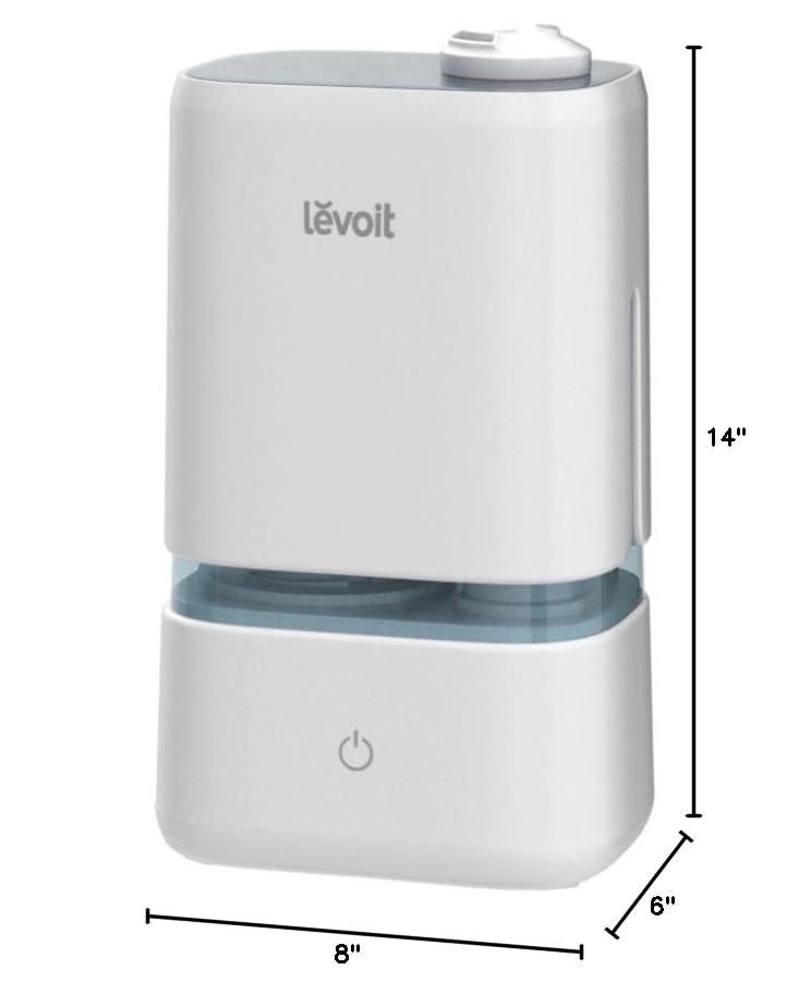 LEVOIT 4L Humidifiers for Bedroom Large Room & Essential Oil Diffuser, Ultrasonic Quiet Cool Mist for Baby, Plants, Last up to 40Hours, Dual 360° Rotation Nozzles, Handle Design, Auto Shut Off, Blue