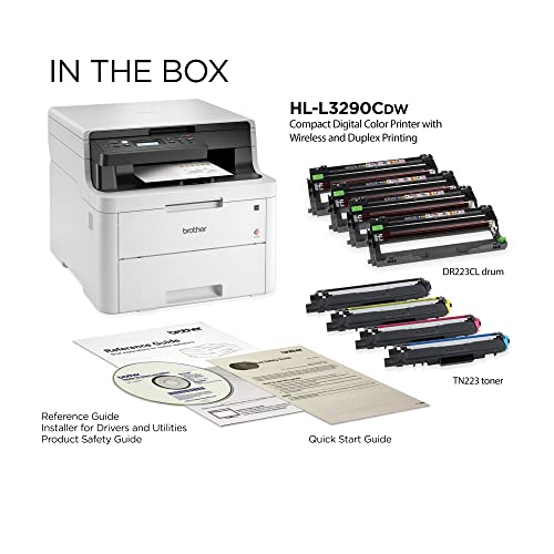 Brother Color HL-L3290CDW Compact Wireless Digital LED All-in-One Laser Printer for Office, White - Print Copy Scan - 25 ppm, 2400 x 600 dpi, 8.5 x 14, 512MB Memory, Auto Duplex Printing, 250 Sheet
