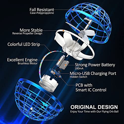 AMERFIST Flying Orb Ball Toys Cosmic Globe Boomerang Hover Ball Galactic Fidget Spinner Hand Drone Orbit Magic Cool Stuff Birthday for Boys Girls Teens 6-10+ Year Old Outdoor(Blue)