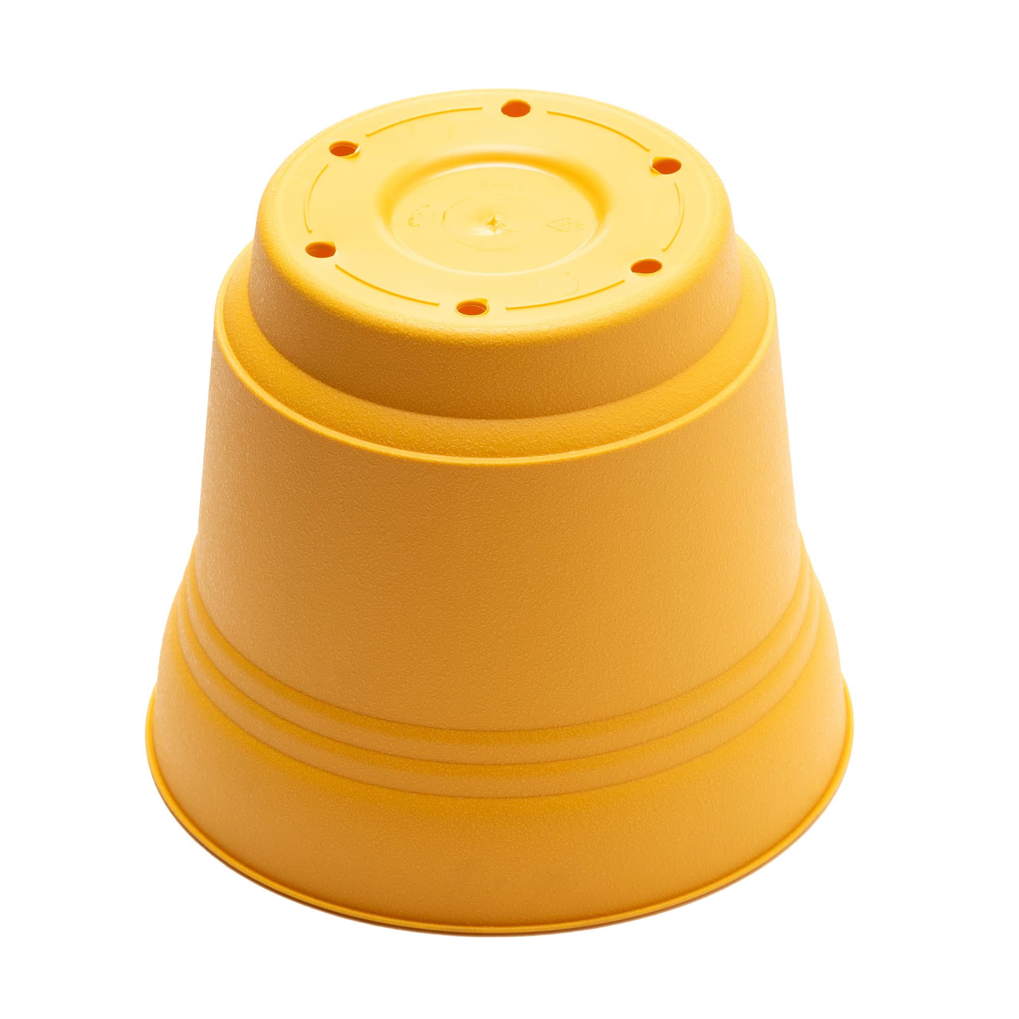 Bloem Saturn Round Planter with Saucer Tray: 14" - Earthy Yellow - Durable Plastic Pot, Matte Finish, Removable Saucer, for Indoor & Outdoor Use, Gardening, 5 Gallon Capacity