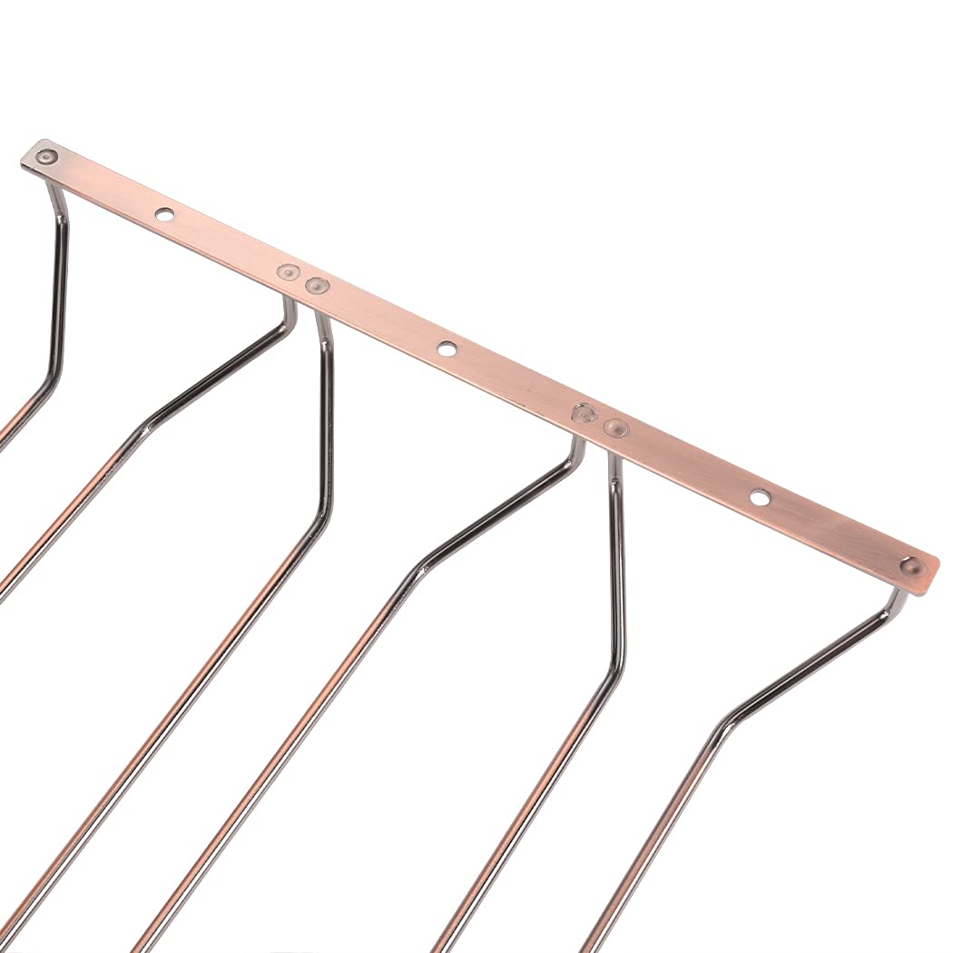 Dianoo 30.5cm Bronze Wine Glass Rack Under Cabinet, Wine Glass Holder Gold Under Shelf, Stemware Rack, Wine Glasses Storage Hanger, 3 Rows
