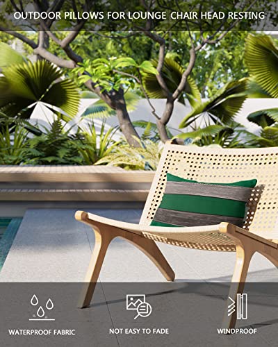 Recliner Head Pillow Ledge Loungers Chair Pillows with Insert Retro Farmhouse Barn Forest Green Brown Wood Grain Lumbar Pillow with Adjustable Strap Patio Garden Cushion for Sofa Bench Couch, 2 PCS