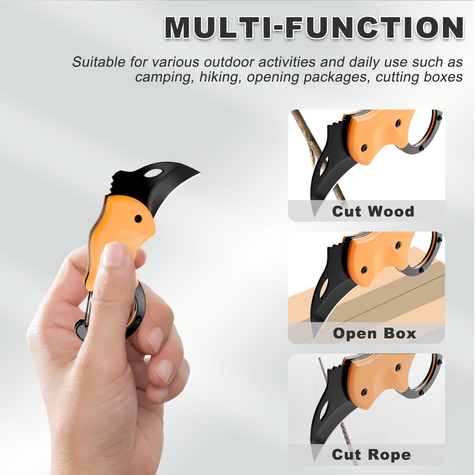 CIZPIROK Mini Pocket Knife Keychain Knife Cute Box Cutter - 3.9 Inch EDC Small Folding Knife, Stocking Stuffers Gifts for Men and Women (Light Orange)