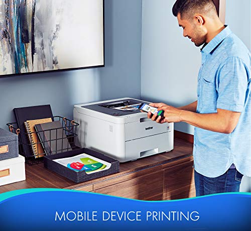 Brother HL-L3210CW USB & Wireless Digital Color Laser Printer for Home Business Office - Single-Function: Print Only - 19 ppm, 600 x 2400 dpi, 250-Sheet Large Capacity, Tillsiy USB Printer Cable