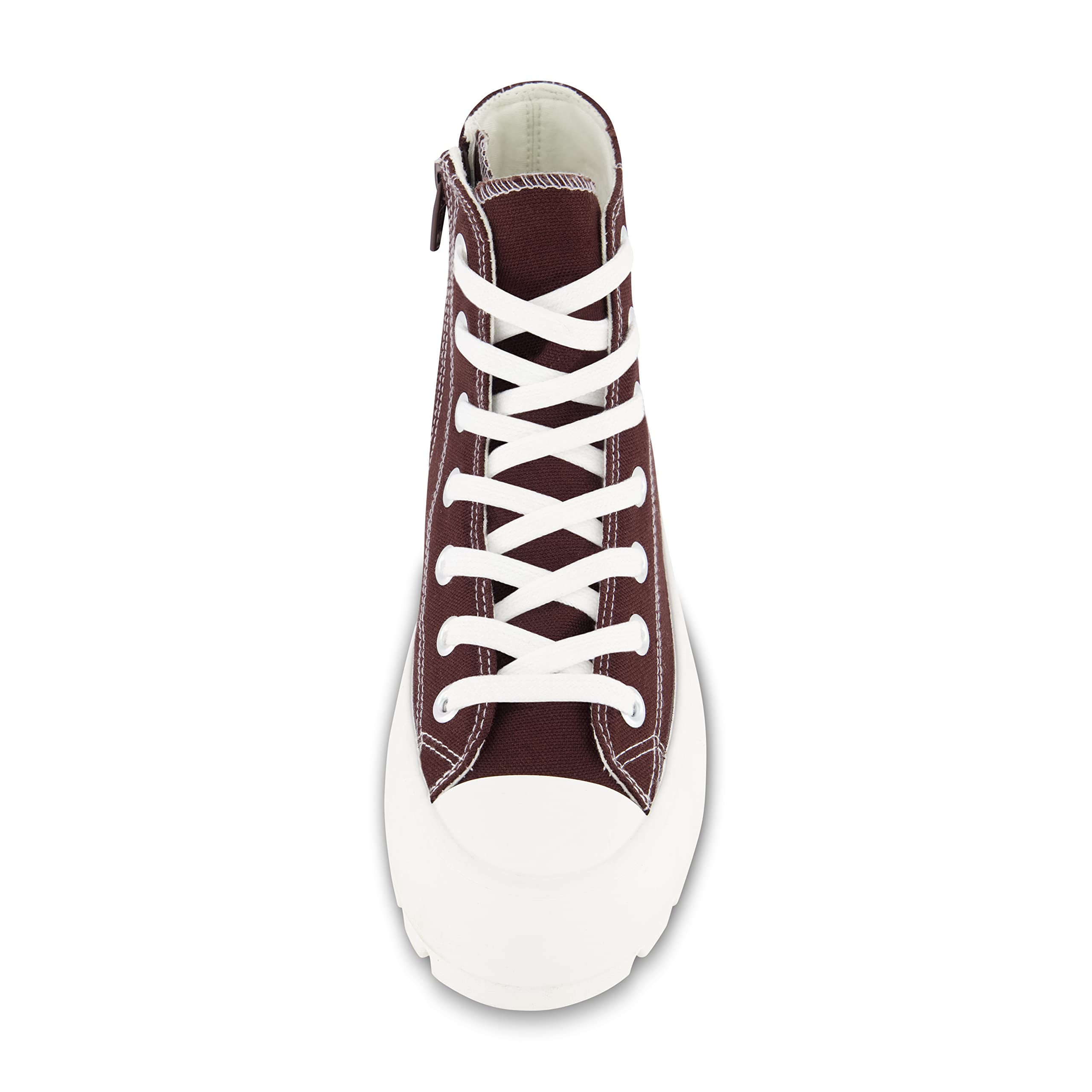 CUSHIONAIRE Women's Vespa high top Canvas Sneaker +Memory Foam and Side Zipper, Chocolate 8 W