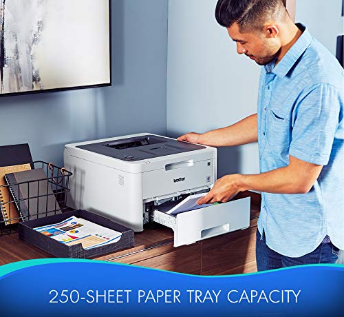 Brother HL-L3210CW USB & Wireless Digital Color Laser Printer for Home Business Office - Single-Function: Print Only - 19 ppm, 600 x 2400 dpi, 250-Sheet Large Capacity, Tillsiy USB Printer Cable