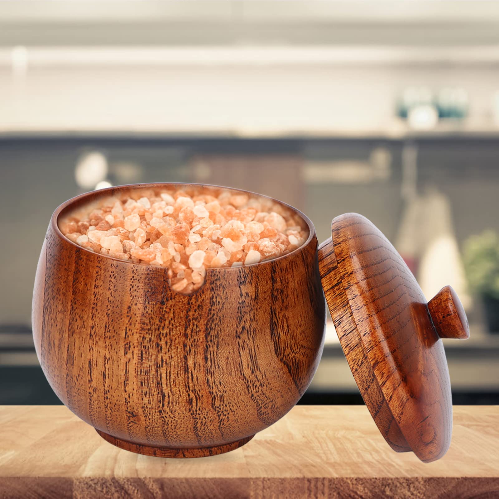 Wood Spice Jar, Easy To Classic Flip Top Spice Jar Sour Jujube Wood for Sugar for Kitchen (Large lacquer model)