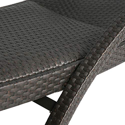 Ulax Lounge Chairs for Outside, Woven Padded Non-Rust Aluminum Chaise, Quick Dry Foam, Adjustable Armed Patio Lounger with Wheels, 2-Pack (Dark Brown)