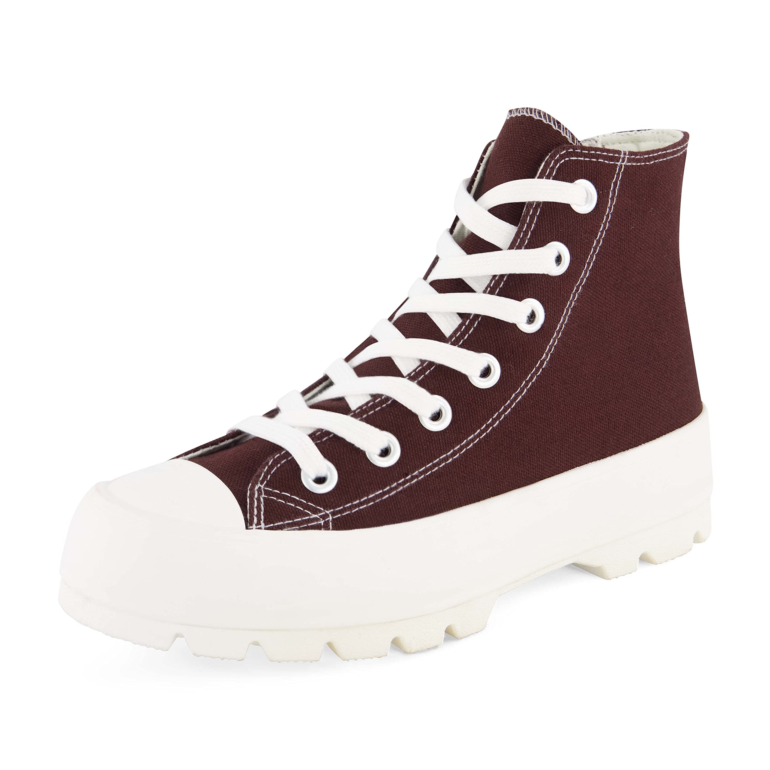 CUSHIONAIRE Women's Vespa high top Canvas Sneaker +Memory Foam and Side Zipper, Chocolate 8 W