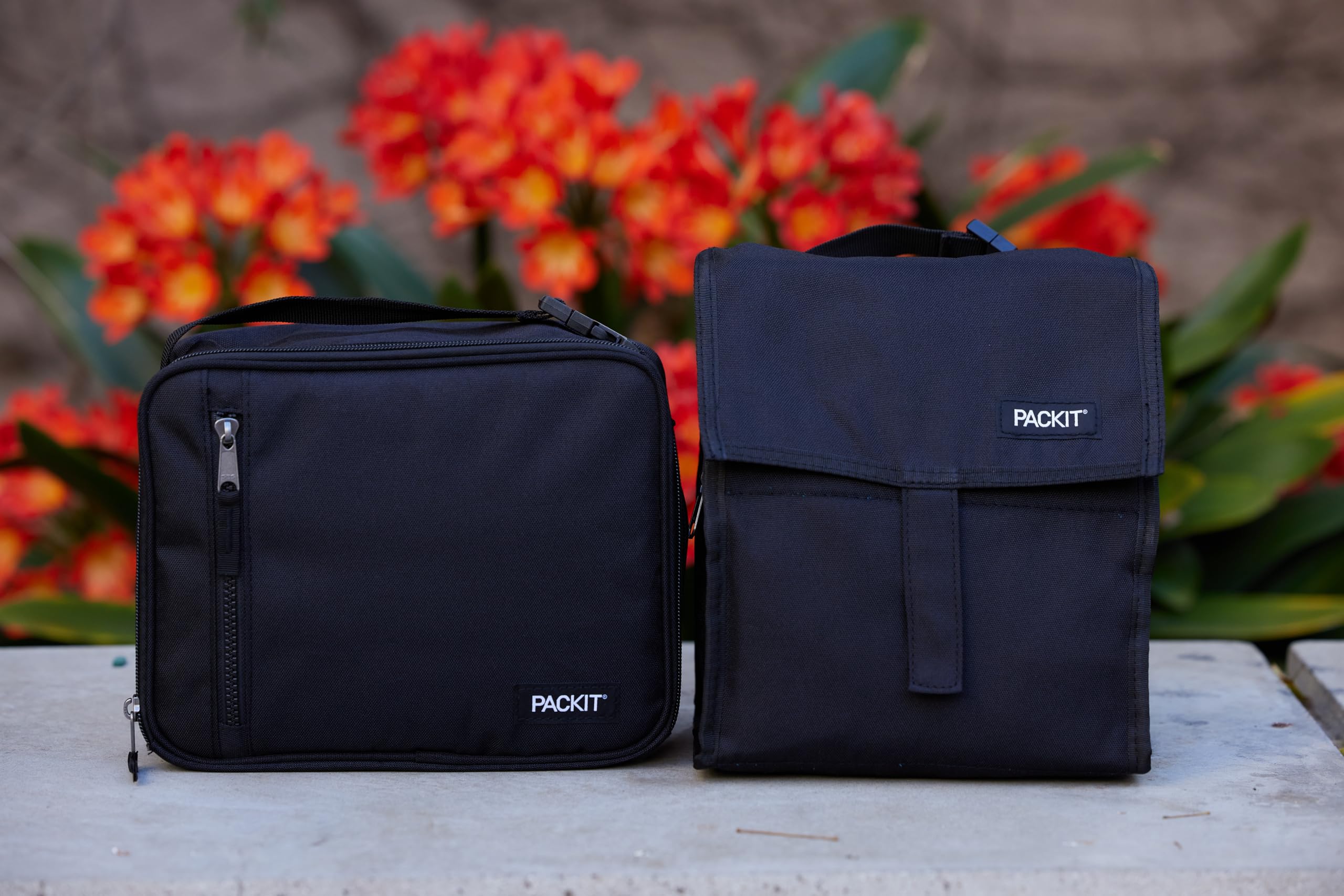 PackIt Freezable Lunch Bag with Zip Closure, Black