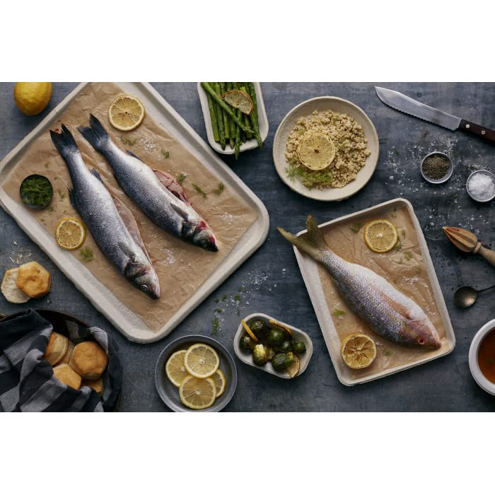 Pactiv 14''x18'' Disposable Food Tray Made with a Fiber Blend Designed for Schools or Snack Bars | 100 Trays per Case, Beige, M531418