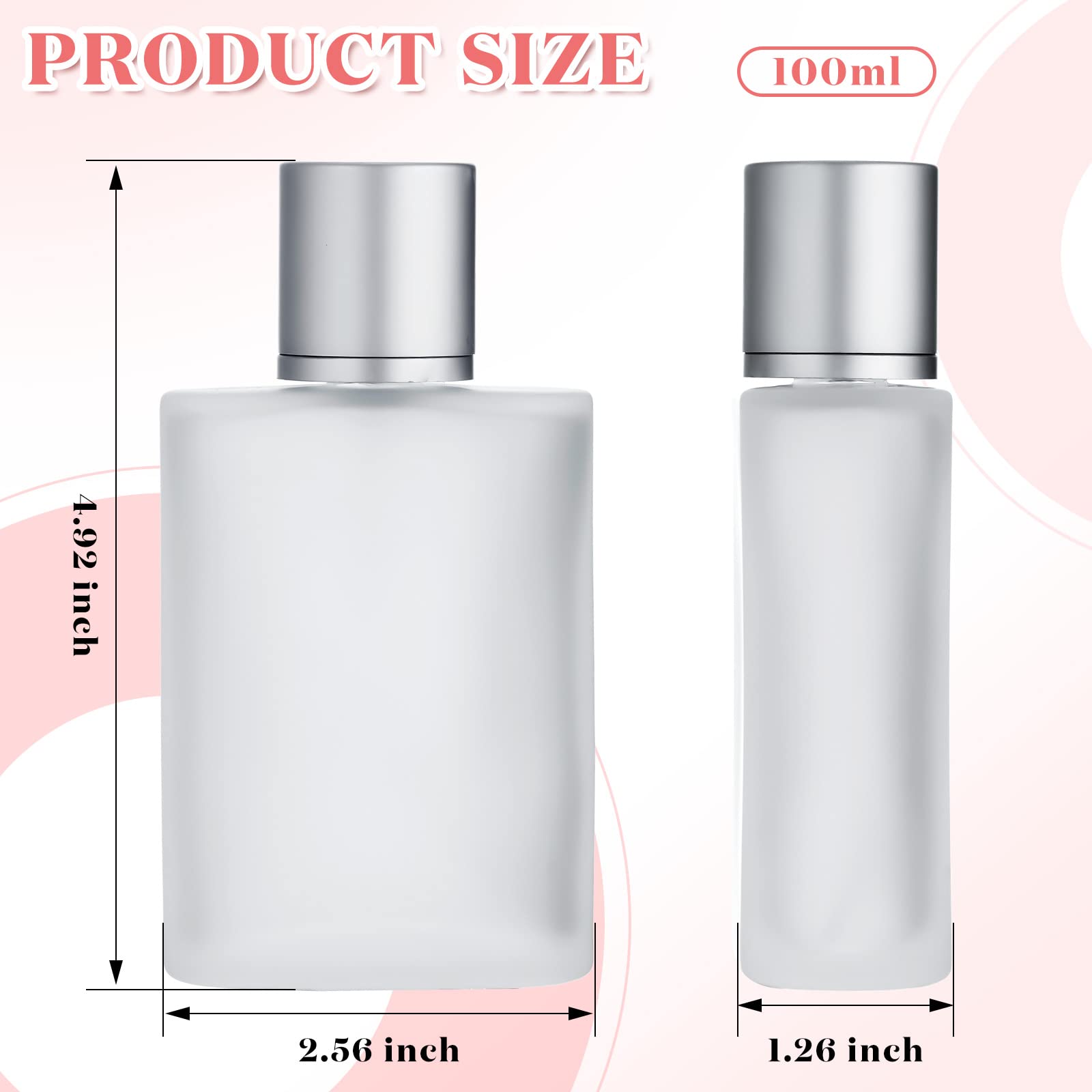 6 Pcs Frosted Glass Bottle 100ml Perfume Atomizer Dispenser Refillable Spray Empty Perfume Bottles Fine Mist Atomizer Cosmetic Container for Women Men Travel Essentials