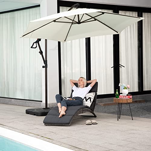 JOIVI Patio Chaise Lounge, Outdoor Lounge Chair, PE Rattan Foldable Chaise Lounger with Removable Dark Gray Cushion, Suitable for Poolside, Garden, Balcony 2 Pack