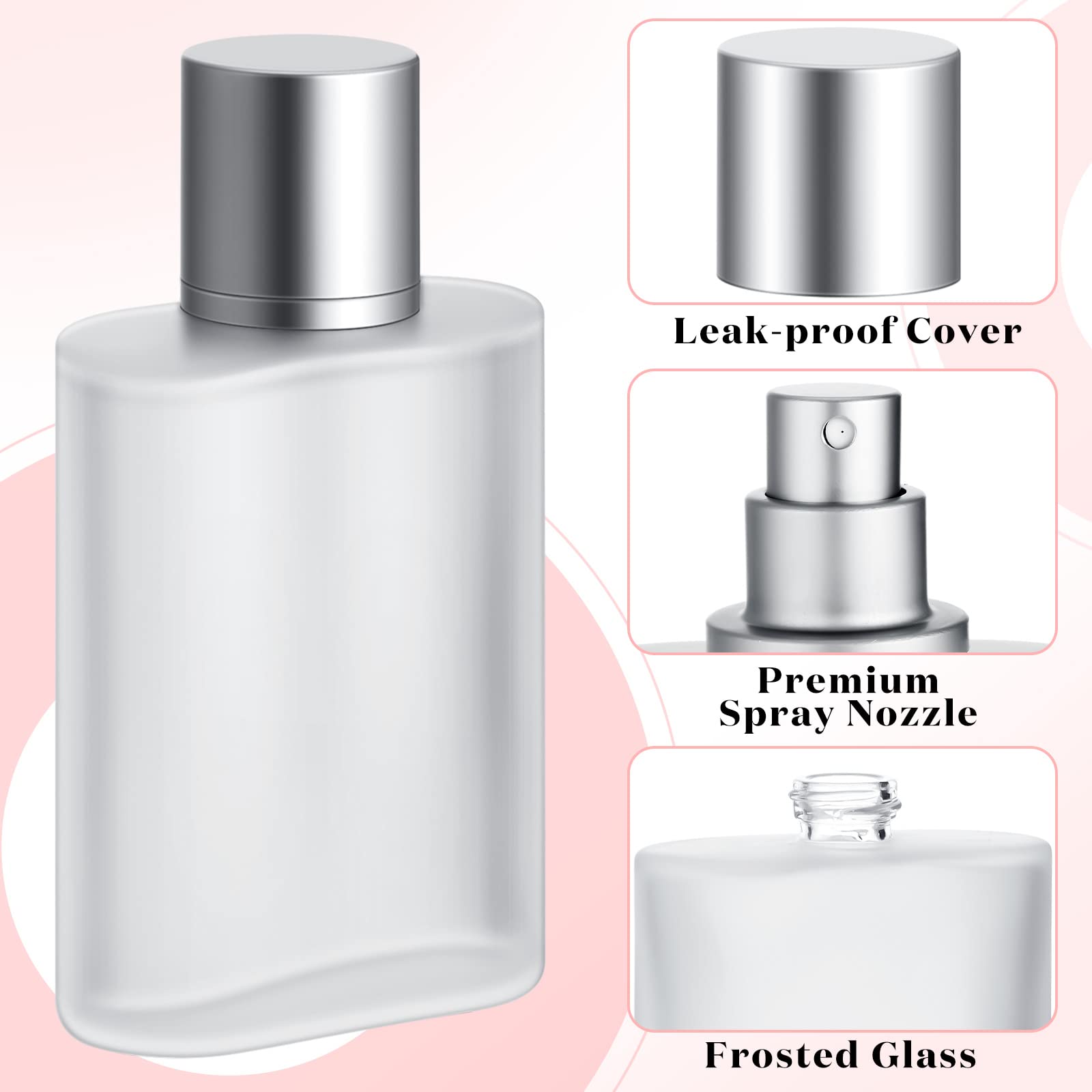 6 Pcs Frosted Glass Bottle 100ml Perfume Atomizer Dispenser Refillable Spray Empty Perfume Bottles Fine Mist Atomizer Cosmetic Container for Women Men Travel Essentials