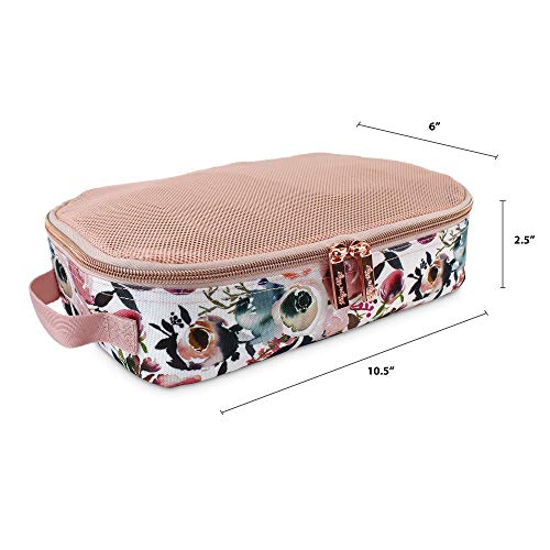 Itzy Ritzy Packing Cubes for Travel β Set of 3 Packing Cubes or Travel Organizers; Each Travel Cube Features a Mesh Top, Double Zippers and a Fabric Handle (Blush Floral)