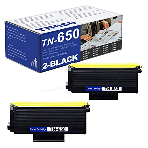 2 Pack TN-650 TN650 Black High Yield Toner Cartridge Replacement for Brother DCP-8060 8065DN 8080DN 8085DN MFC-8370 8460N 8470DN 8670DN 8860DN 8870DW 8480DN 8880DN 8680DN 8690DN 8660DN 8890DW Printer.