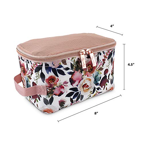 Itzy Ritzy Packing Cubes for Travel β Set of 3 Packing Cubes or Travel Organizers; Each Travel Cube Features a Mesh Top, Double Zippers and a Fabric Handle (Blush Floral)