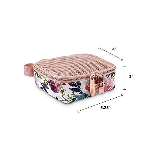 Itzy Ritzy Packing Cubes for Travel β Set of 3 Packing Cubes or Travel Organizers; Each Travel Cube Features a Mesh Top, Double Zippers and a Fabric Handle (Blush Floral)