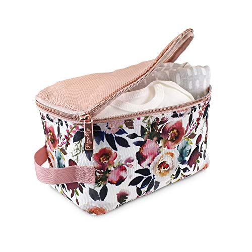 Itzy Ritzy Packing Cubes for Travel β Set of 3 Packing Cubes or Travel Organizers; Each Travel Cube Features a Mesh Top, Double Zippers and a Fabric Handle (Blush Floral)