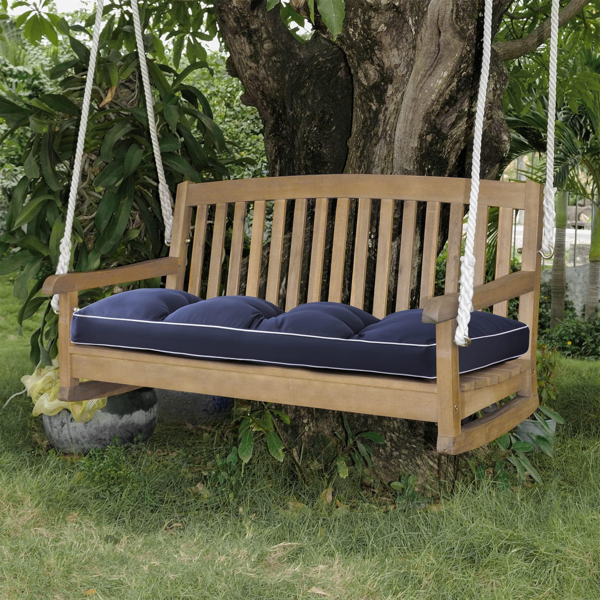 Maphissus 3 Seat 57 Inches Outdoor Porch Swing Cushions,Water-Resistant Tufted Patio Swing Replacement Cushions