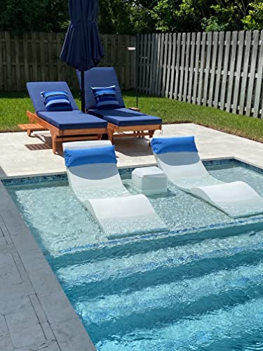 Aqua Outdoors - in-Pool Chaise Lounger - Inside Pool & Sun Shelf Lounge Chair - Designed for Water Depths Up to 9” - Compatible with All Pool Types - Poolside & Sun Deck Tanning - Classic White