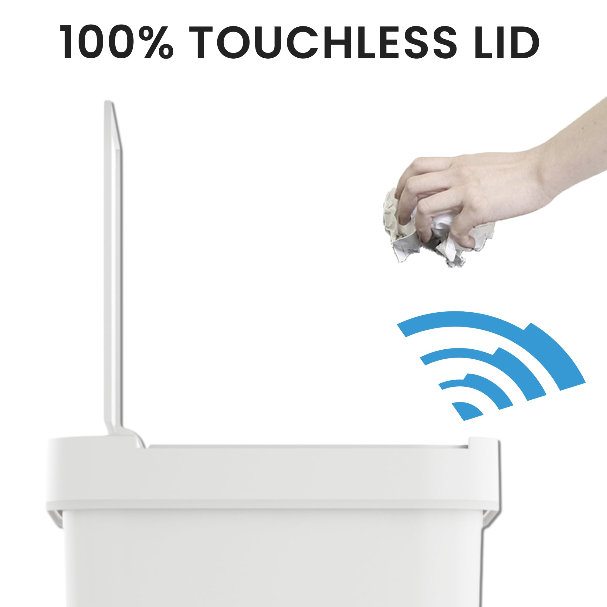 iTouchless Prime 13.2 Gallon Sensor Trash Can, Durable Dent-Proof Construction, Slim and Space-Saving Automatic Bin Great for Kitchen, Home, Office, Business, Garage, White Color Plastic