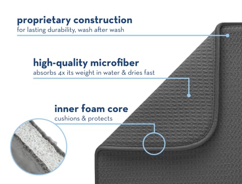 S&T INC. Dish Drying Mat XL, Highly Absorbent Microfiber Kitchen Counter Mat, Dish Drying Pad for Dishes, Utensils, Pots and Pans, Extra Large 18" x 24", Sand