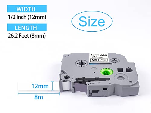 4PK Tz Tape 12mm 0.47 Laminated Clear TZe-131 TZe131 Compatible for Brother Label Maker Tape 12mm 0.47 Clear TZ-131 1/2 inch x 26.2 ft Black on Clear Laminated Tape for Ptouch PT-D210 PT-D200 H100