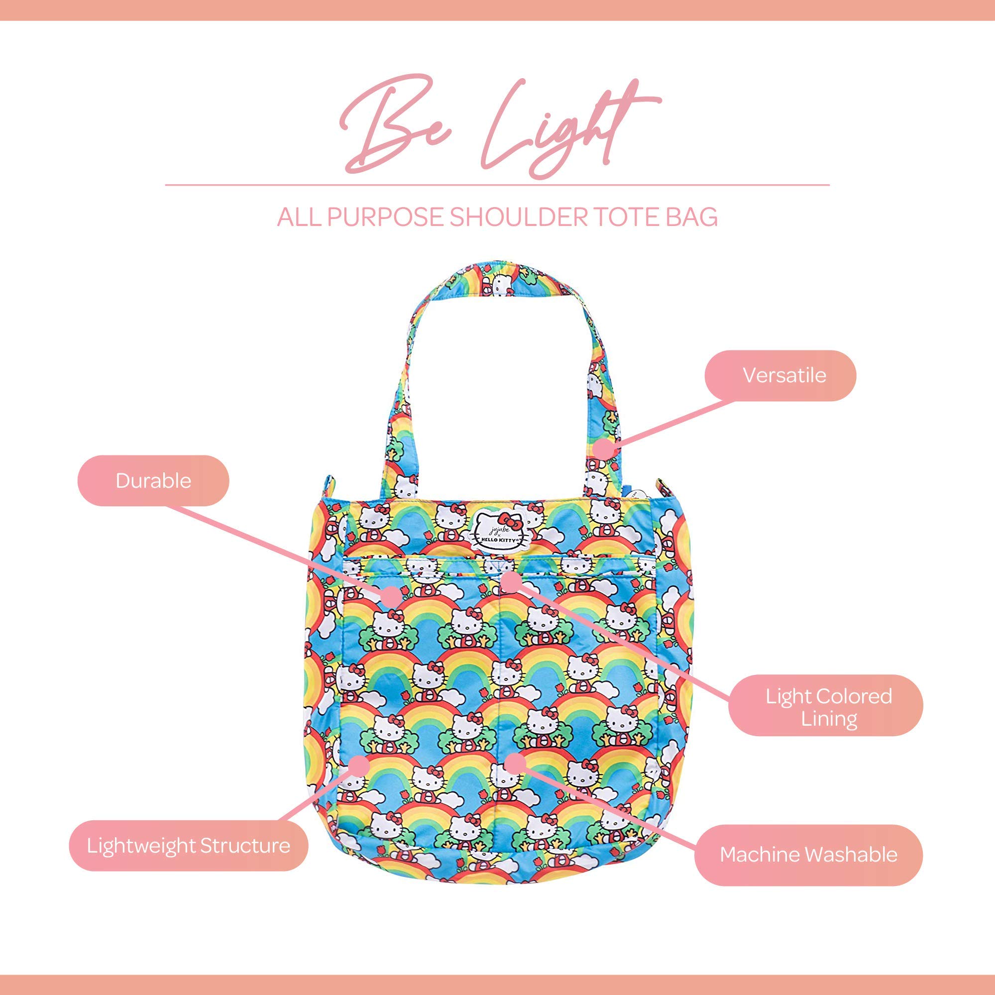JuJuBe Be Light Zippered Tote Bag, Beach Bag, Work Bag, Diaper Bag Tote, Lightweight Zippered Tote
