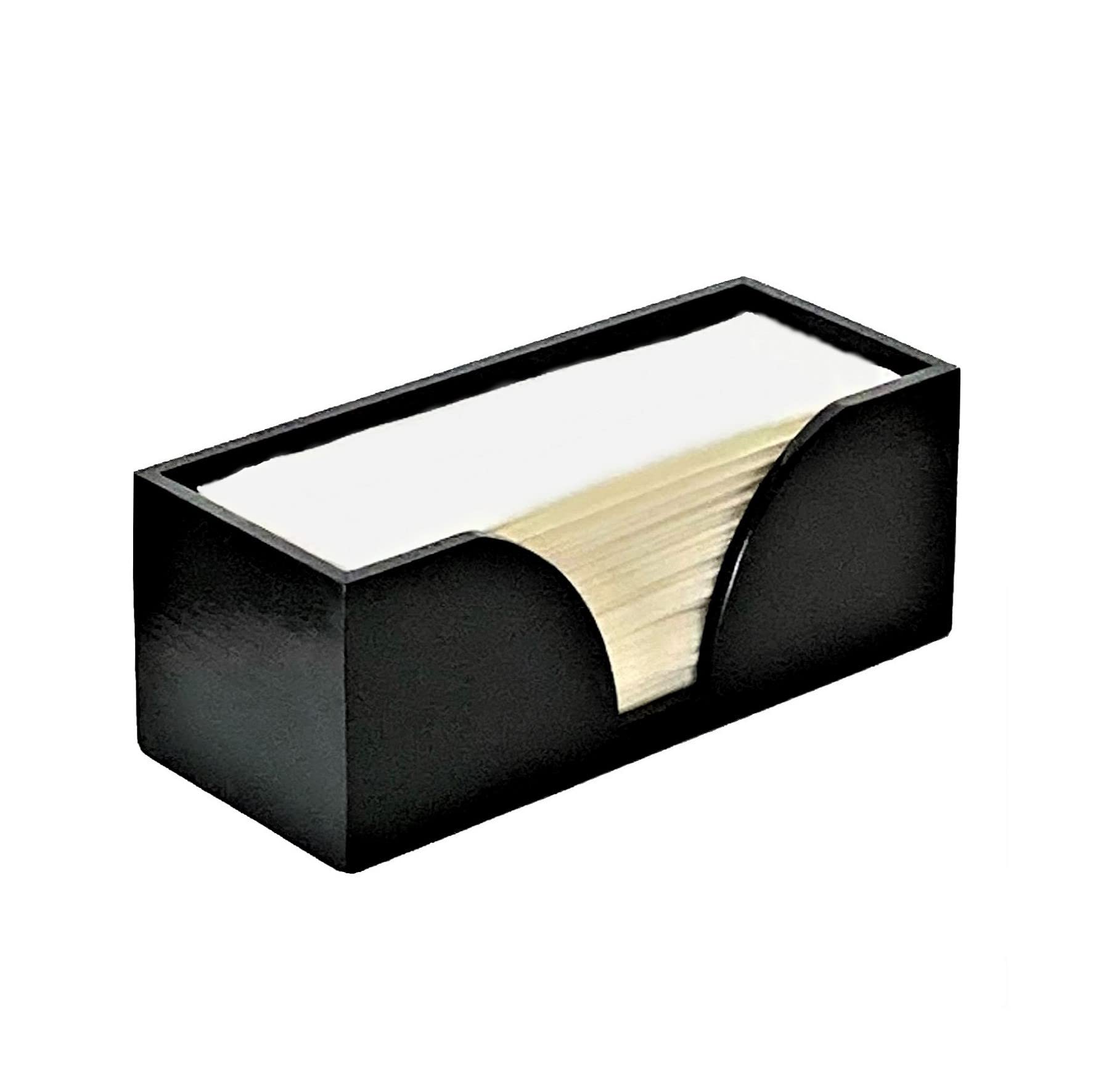 Countertop Multifold Paper Towel Dispenser - Black Bamboo Wood Folded Paper Towel Holder - For Single Fold, Trifold, C Fold & Z Fold Hand Napkins Folded Size 9.7" x 3.7" Or Smaller