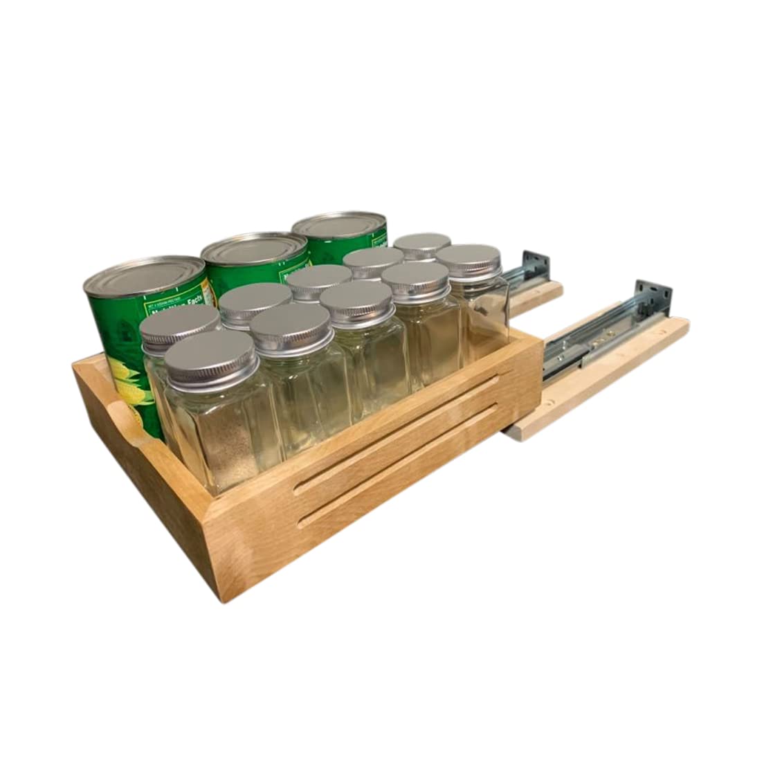 CabinetRTA Wood Pull Out Spice Rack Organizer for Cabinet - 5.5"(W) x 10"(D) x 2"(H) for Upper Kitchen Cabinets and Pantry Closet, for Spices, Sauces, Canned Food etc…