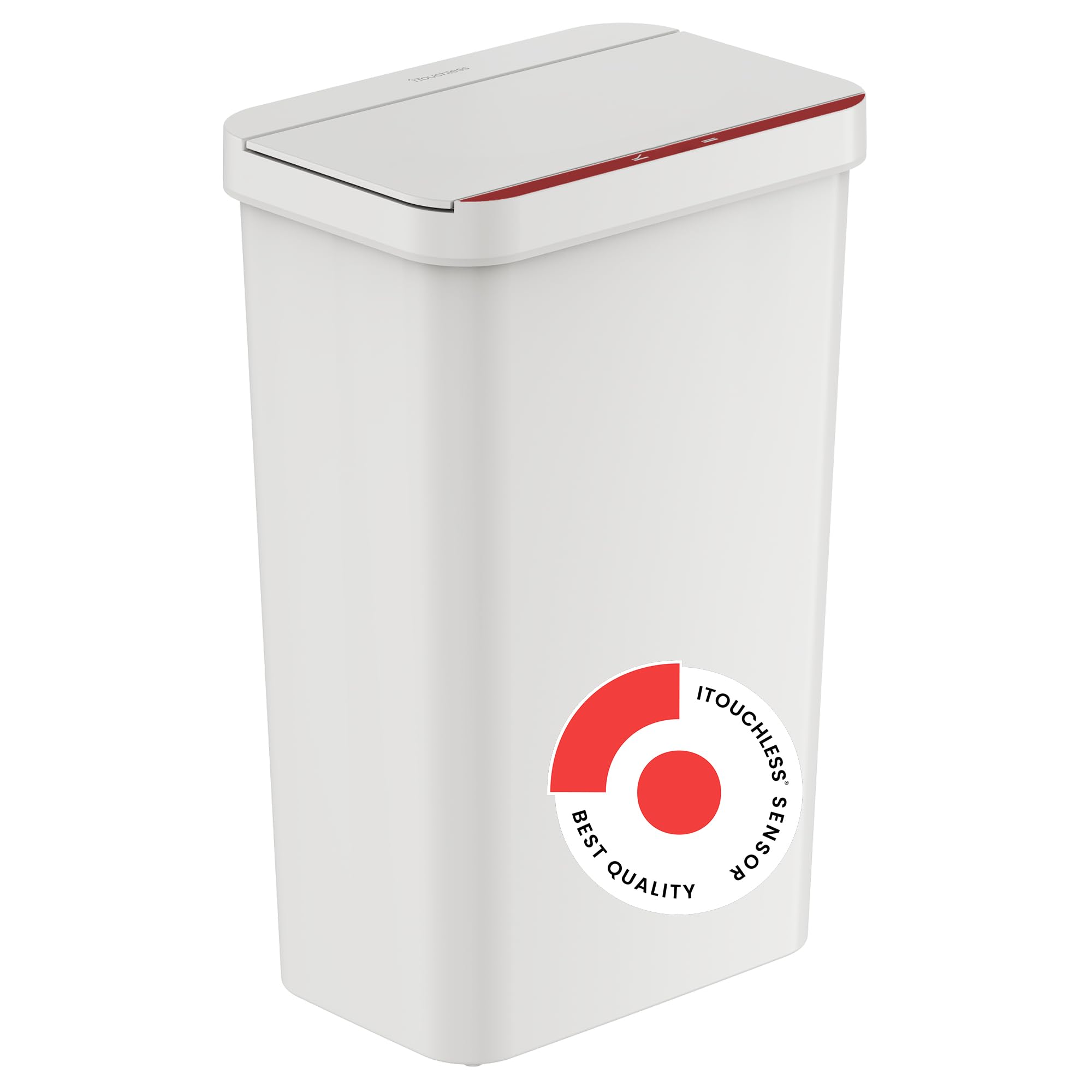 iTouchless Prime 13.2 Gallon Sensor Trash Can, Durable Dent-Proof Construction, Slim and Space-Saving Automatic Bin Great for Kitchen, Home, Office, Business, Garage, White Color Plastic