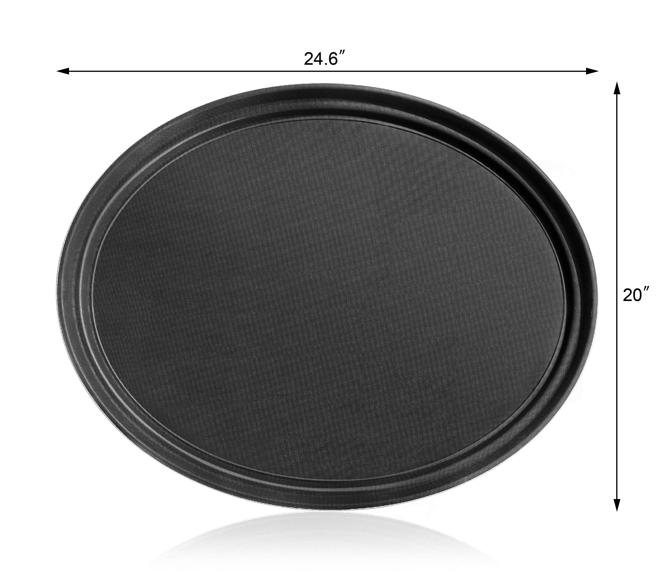 New Star Foodservice 25453 Non-Slip Tray, Plastic, Rubber Lined, Oval, 20.5 x 25.25-Inch, Black…