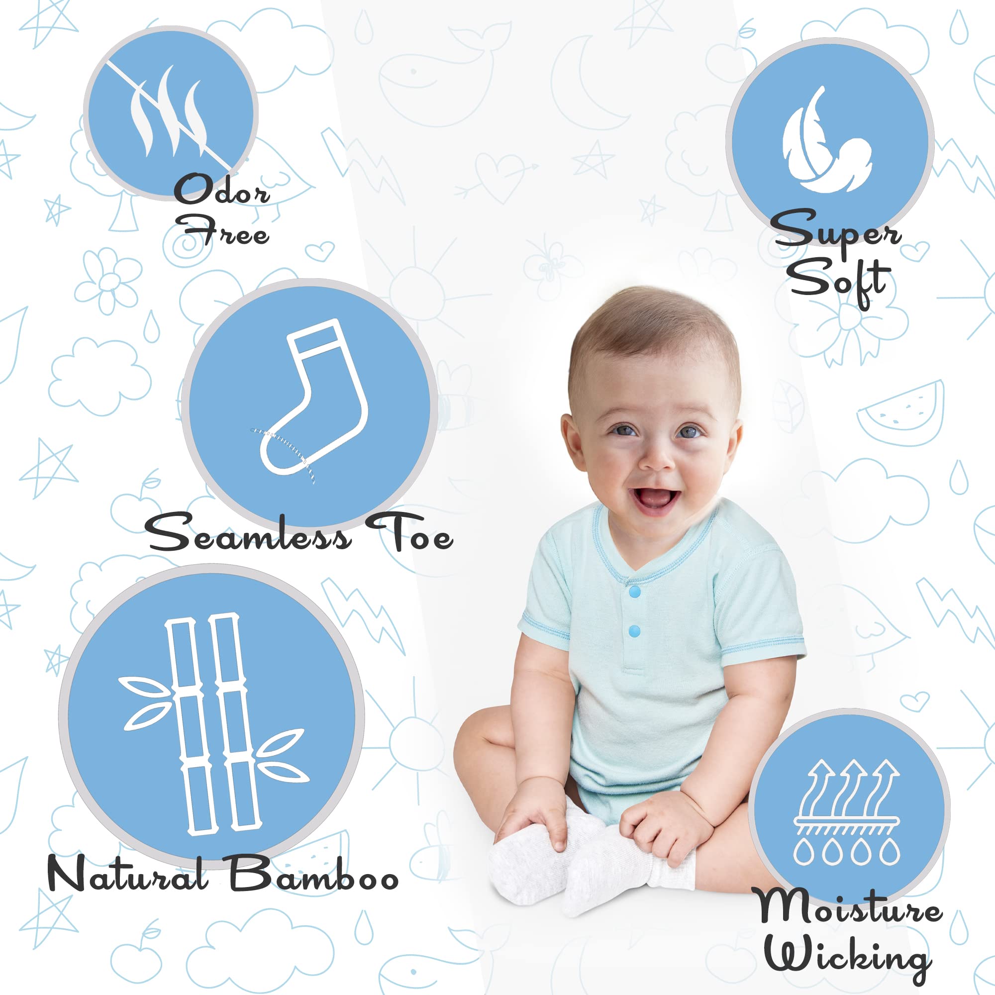 Silky Toes Infant Rayon from Bamboo Socks Baby Boy Girl Gift Set- 6 Pairs (0-6 Months, Sporty (2) 6 Pairs)