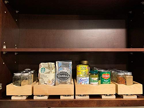 CabinetRTA Wood Pull Out Spice Rack Organizer for Cabinet - 5.5"(W) x 10"(D) x 2"(H) for Upper Kitchen Cabinets and Pantry Closet, for Spices, Sauces, Canned Food etc…