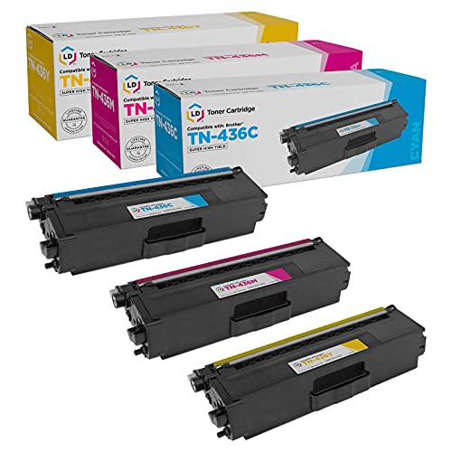 LD Products Compatible Toner Cartridges Replacements for Brother TN436 TN-436 Super High Yield for use in Brother MFC-L8900CDW HLL8360CDW HL-L9310CDW HL-L9310CDWTT (Cyan, Magenta, Yellow, 3-Pack)