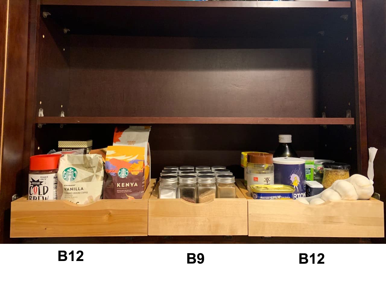 CabinetRTA Wood Pull Out Spice Rack Organizer for Cabinet - 5.5"(W) x 10"(D) x 2"(H) for Upper Kitchen Cabinets and Pantry Closet, for Spices, Sauces, Canned Food etc…