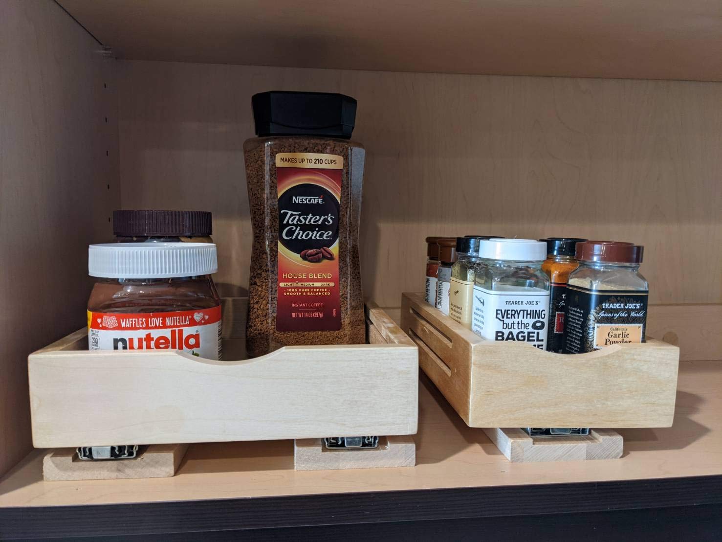CabinetRTA Wood Pull Out Spice Rack Organizer for Cabinet - 5.5"(W) x 10"(D) x 2"(H) for Upper Kitchen Cabinets and Pantry Closet, for Spices, Sauces, Canned Food etc…