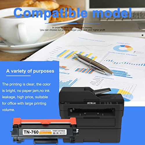 UOTYUE Compatible TN760 TN-760 High Yield Toner Cartridge Replacement for Brother 760 to use with MFC-L2750DW MFC-L2710DW DCP-L2550DW Printer(1Pack 3,500 Pages Yield)