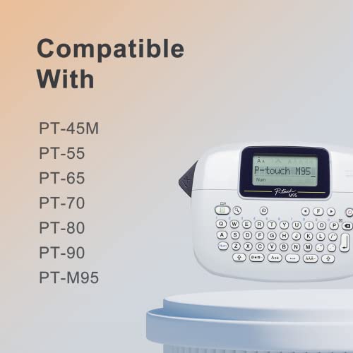 LEMERO Compatible with Brother M Tape M-K231 M231 MK231 M-K231s 12mm x 8 Meter White Label Tape - for Brother PT-65 PT-70 PT-80 PT-90 PT-45M 26.2 Feet Black on White (6 Pack)