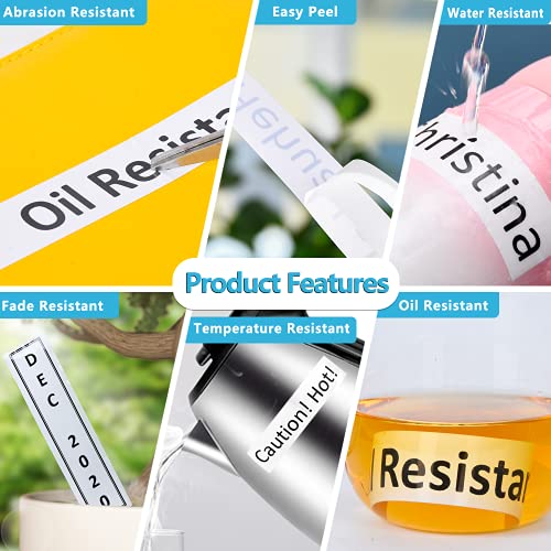 Hehua 24mm 0.94 Laminated White Tape Compatible for Brother P-Touch Label Maker Tapes TZe-251 TZe251 TZ-251 TZ251 for Ptouch Label Machine PTD600 PTD600vp, Black on White Tape, Water Resistant, 4-Pack