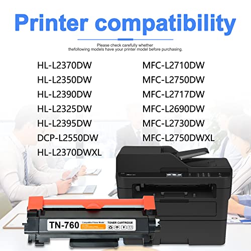 UOTYUE Compatible TN760 TN-760 High Yield Toner Cartridge Replacement for Brother 760 to use with MFC-L2750DW MFC-L2710DW DCP-L2550DW Printer(1Pack 3,500 Pages Yield)
