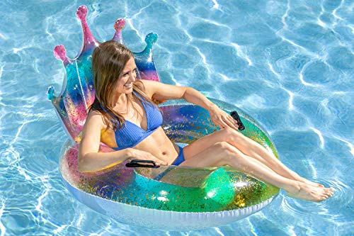 Poolmaster Swimming Pool Float Rainbow Glitter Tiara Tube, Multi Large