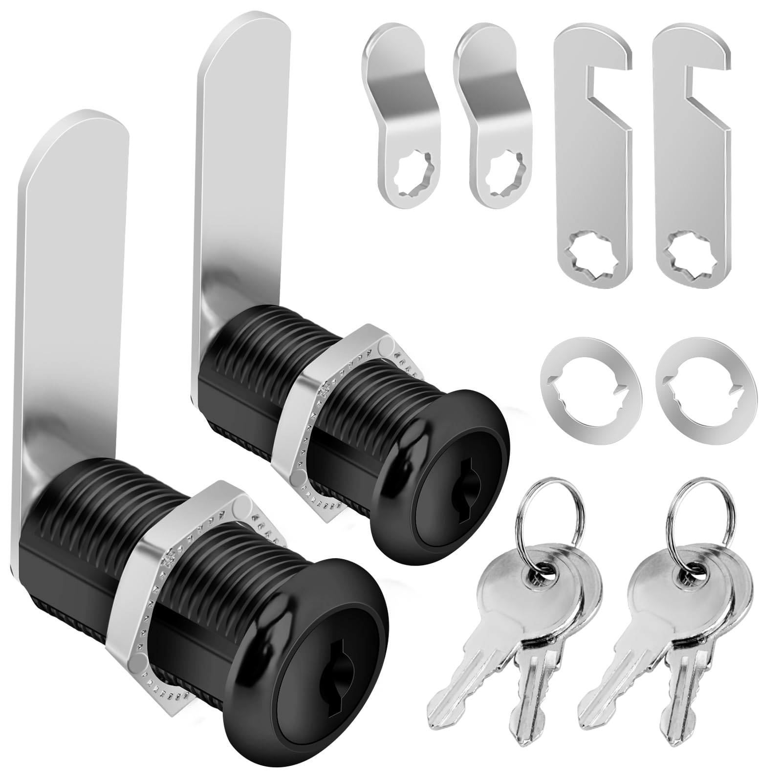 Pertinel Cam Locks Black Cabinet Locks Keyed Alike, 1-3/8'' (Length) Cylinder Secure Files Drawers RV Storage Locks Replacement Set, Zinc Alloy (Black 1-3/8 Inch 2Pcs)