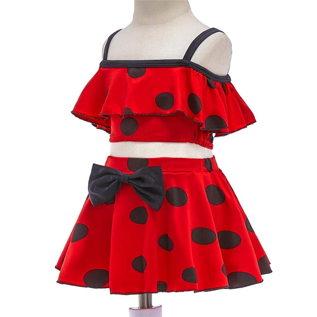 Lito Angels Toddler Girls Ladybug Polka Dots Swimsuit Bathing Suit Poolside Swimwear Tankini Two Piece Set Size 4T