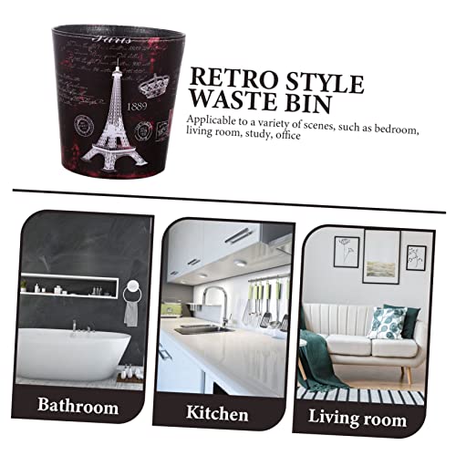 CHILDWEET Vintage Desk Trash Can Multi-Functional Waste Can Desktop Pen Holder Tabletop Mini Garbage Can for Office or Bedroom