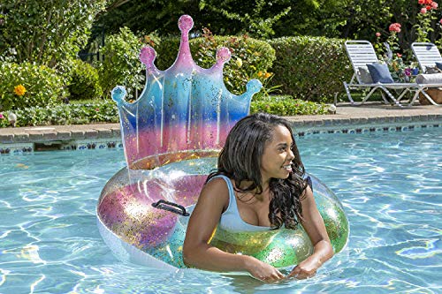 Poolmaster Swimming Pool Float Rainbow Glitter Tiara Tube, Multi Large