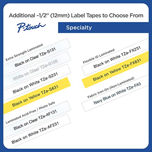 Brother P-touch TZe-M31 Black Print on Premium Matte Clear Laminated Tape 12mm (0.47”) wide x 8m (26.2’) long, TZEM31